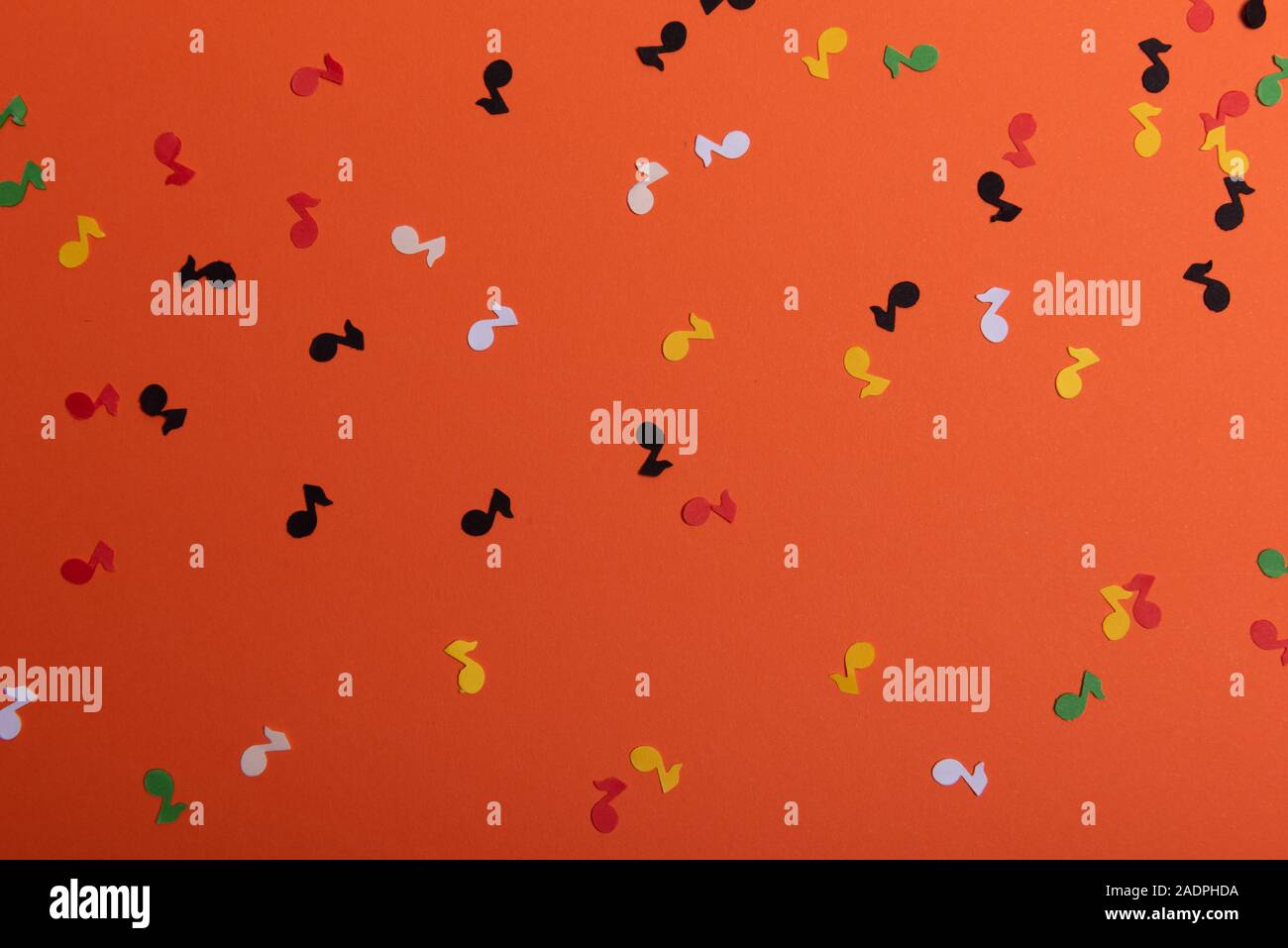 Paper colorful music notes background. View above Stock Photo - Alamy