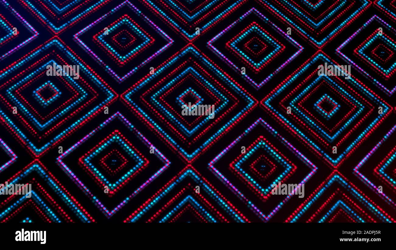 Animated light shinning red and blue dots and stars square shapes ...