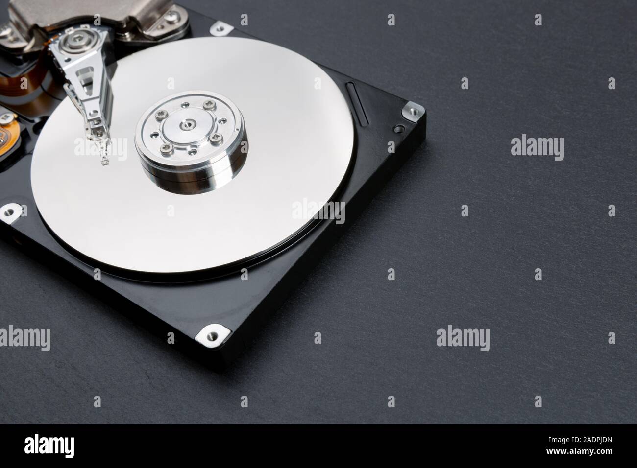 Close up inside of computer hard disk drive Stock Photo - Alamy