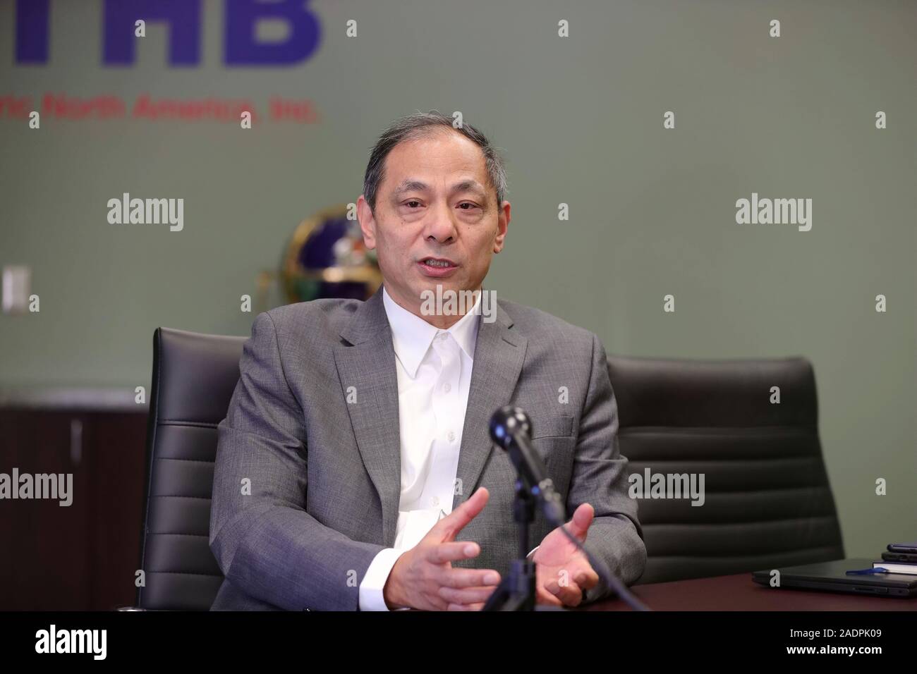 (191204) -- DETROIT, Dec. 4, 2019 (Xinhua) -- Bill Zhuang, president ...