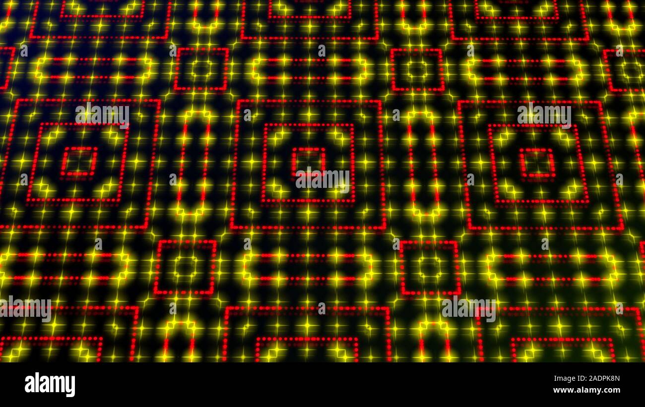 Animated light shinning red and gold dots and stars square shapes ...