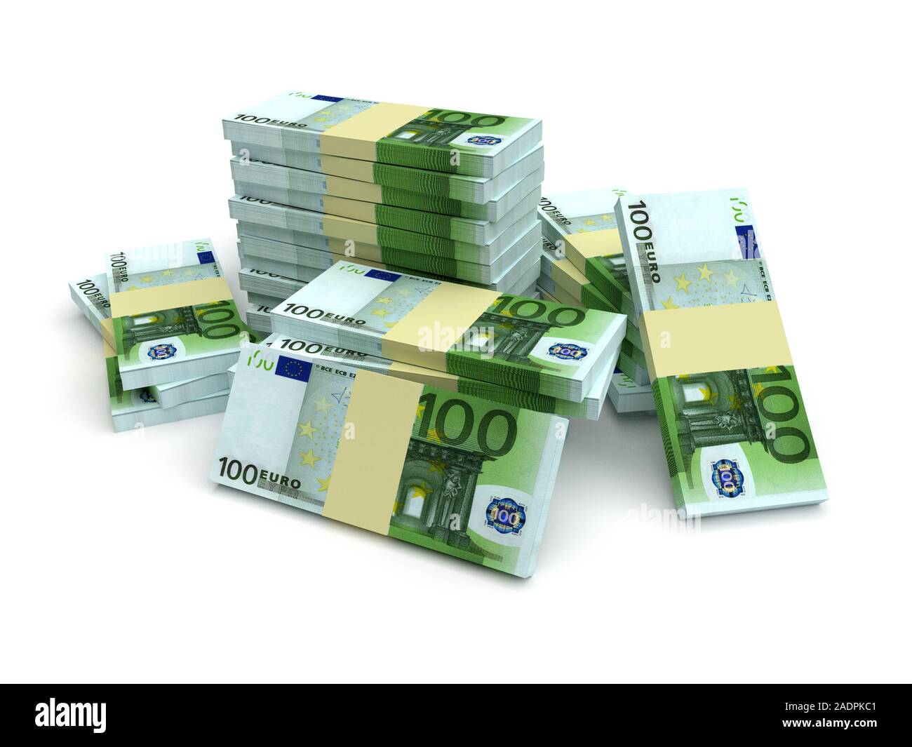 Large stack of euro money isolated on white background Stock Photo - Alamy