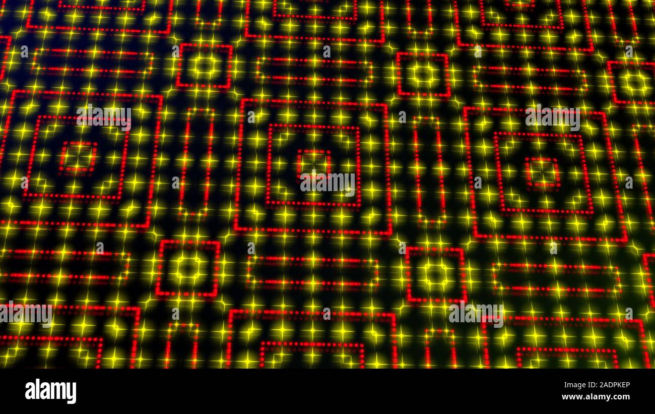 Animated light shinning red and gold dots and stars square shapes ...