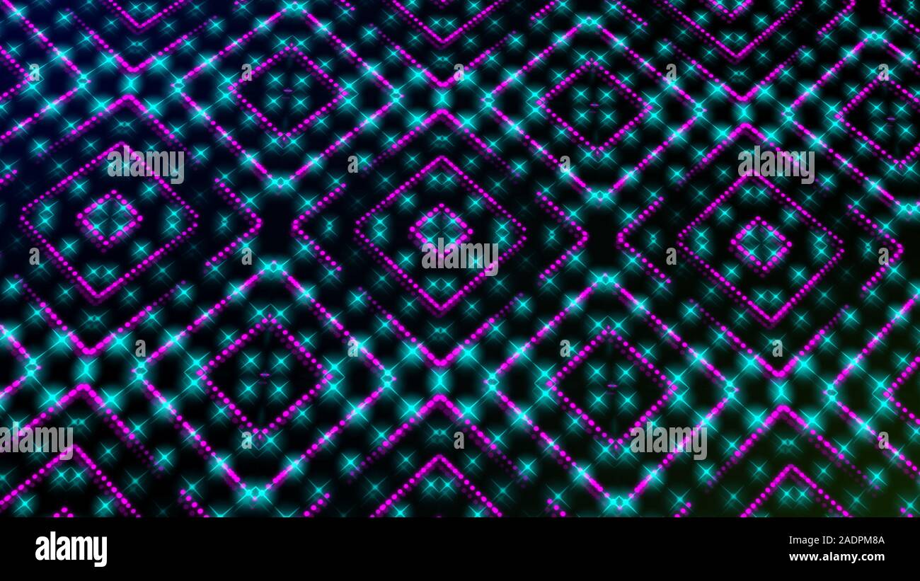 Animated light shinning pink and blue dots and stars square shapes ...