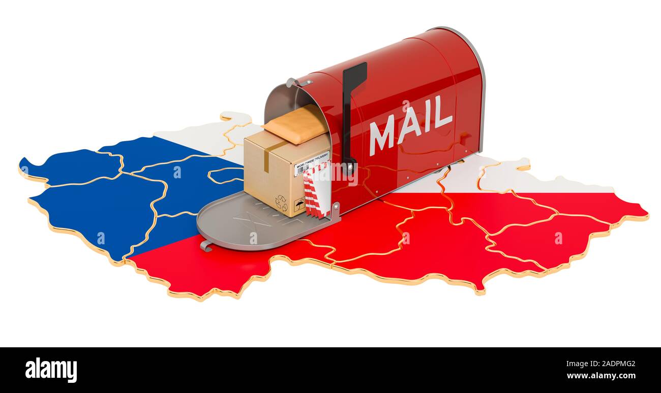 Mailbox on the Czech Republic map. Shipping in Czech Republic, concept ...