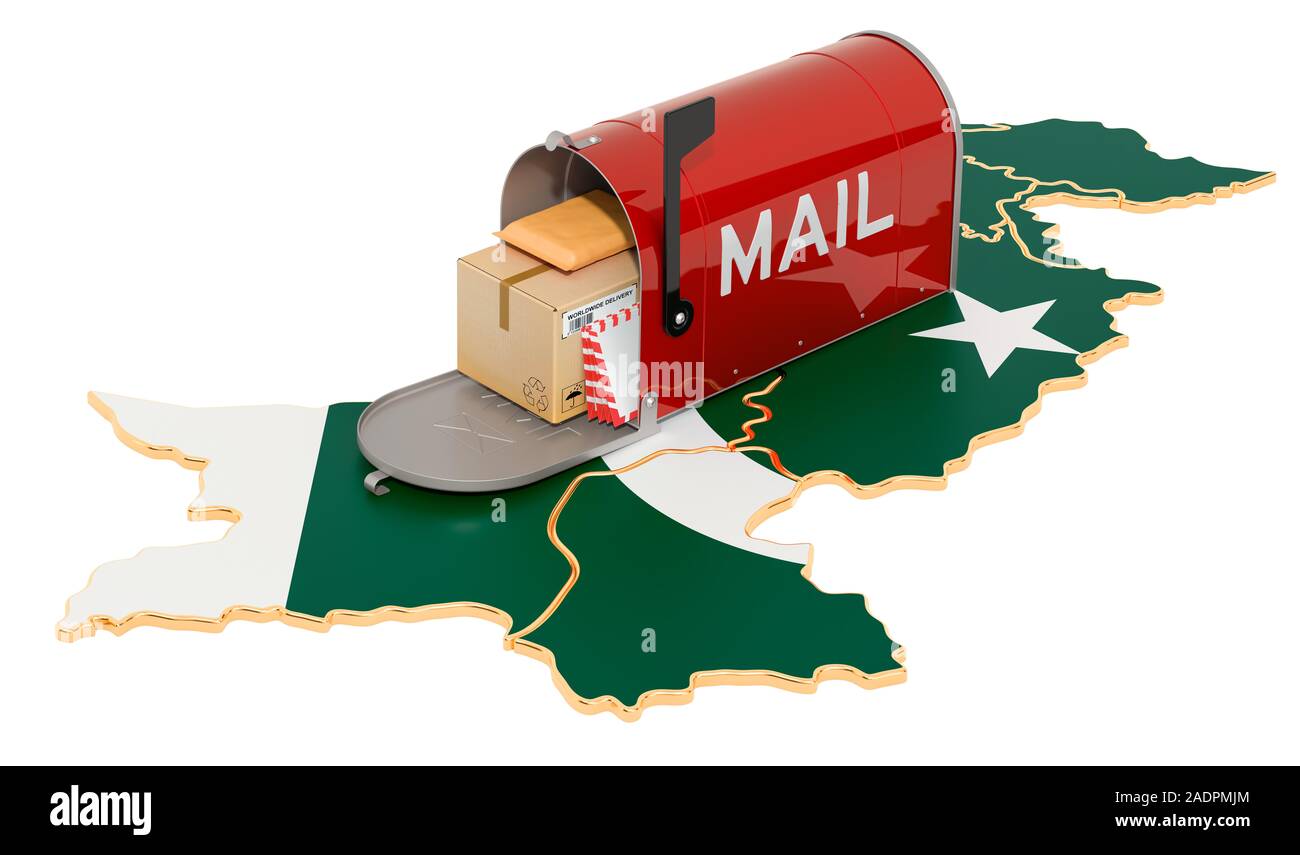 Mailbox on the Pakistani map. Shipping in Pakistan, concept. 3D ...