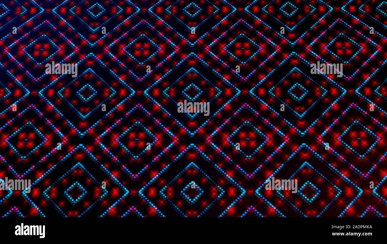 Animated light shinning red and blue dots and stars square shapes ...