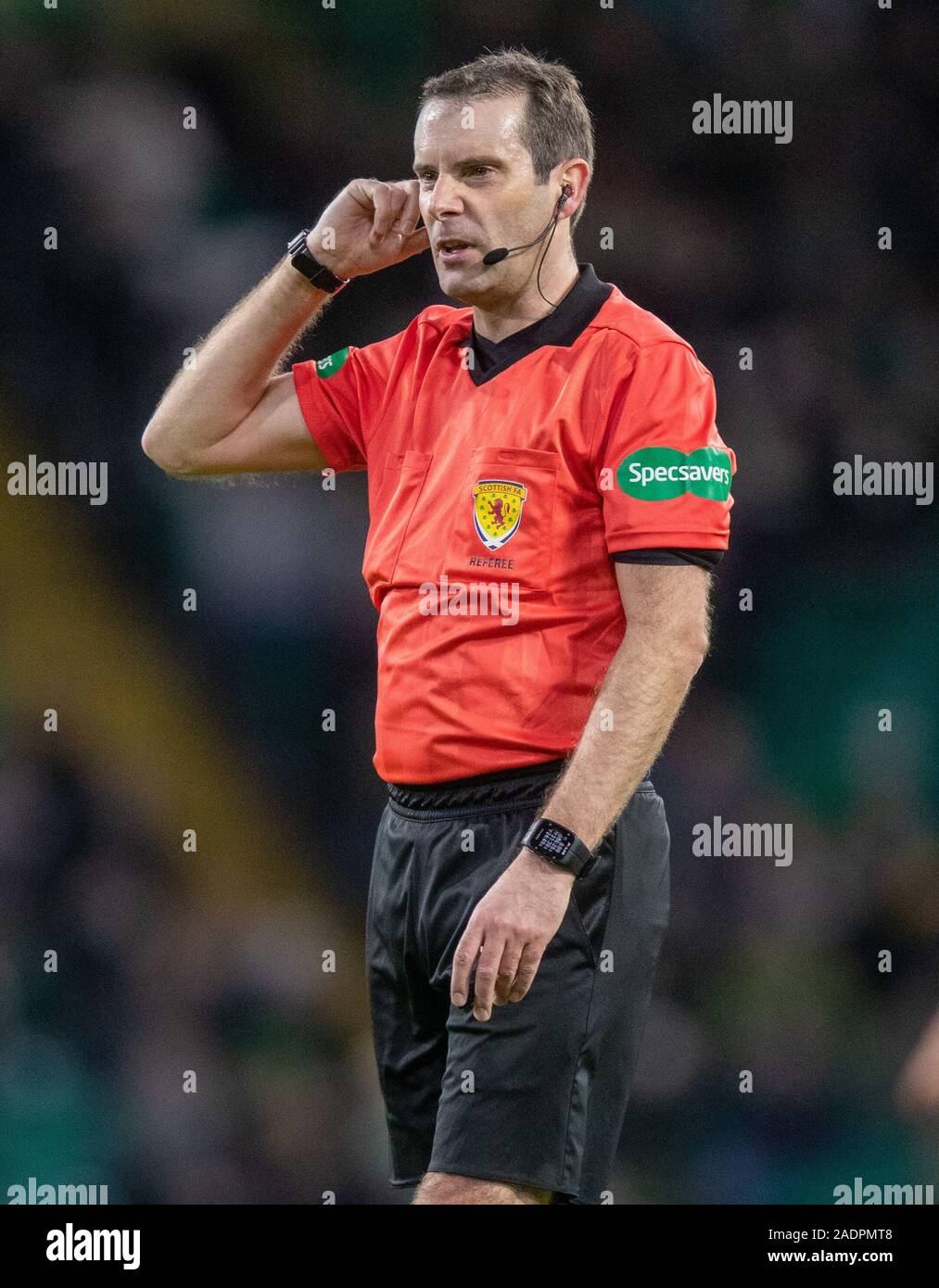 Referee Alan Muir during the Scottish Premiership match at Celtic Park ...