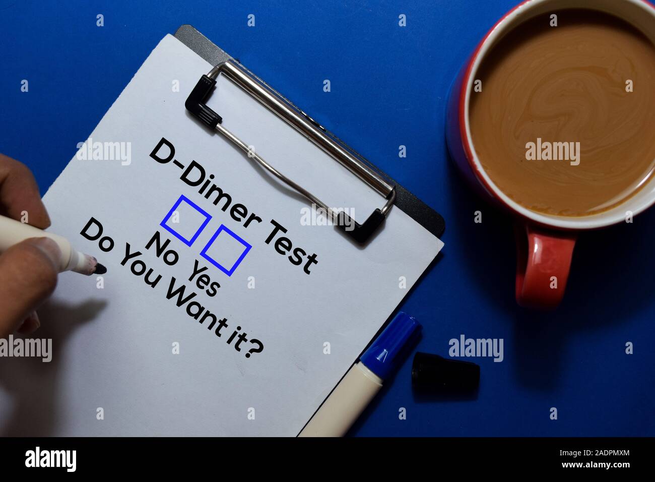 D-Dimer Test, Do You Want it? Yes or No. On office desk background ...