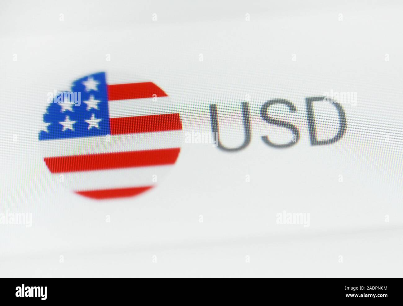 USD sign with US national flag icon on computer screen Stock Photo - Alamy