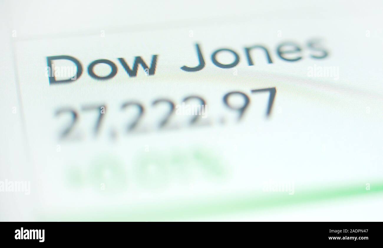 Dow Jones stock index on the online exchange stock market Stock Photo ...