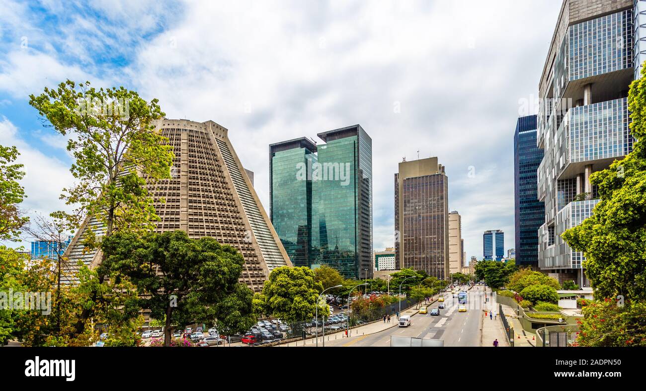 Modern skyscrapers buildings downtown panorama, Rio De Janeiro, Brazil ...