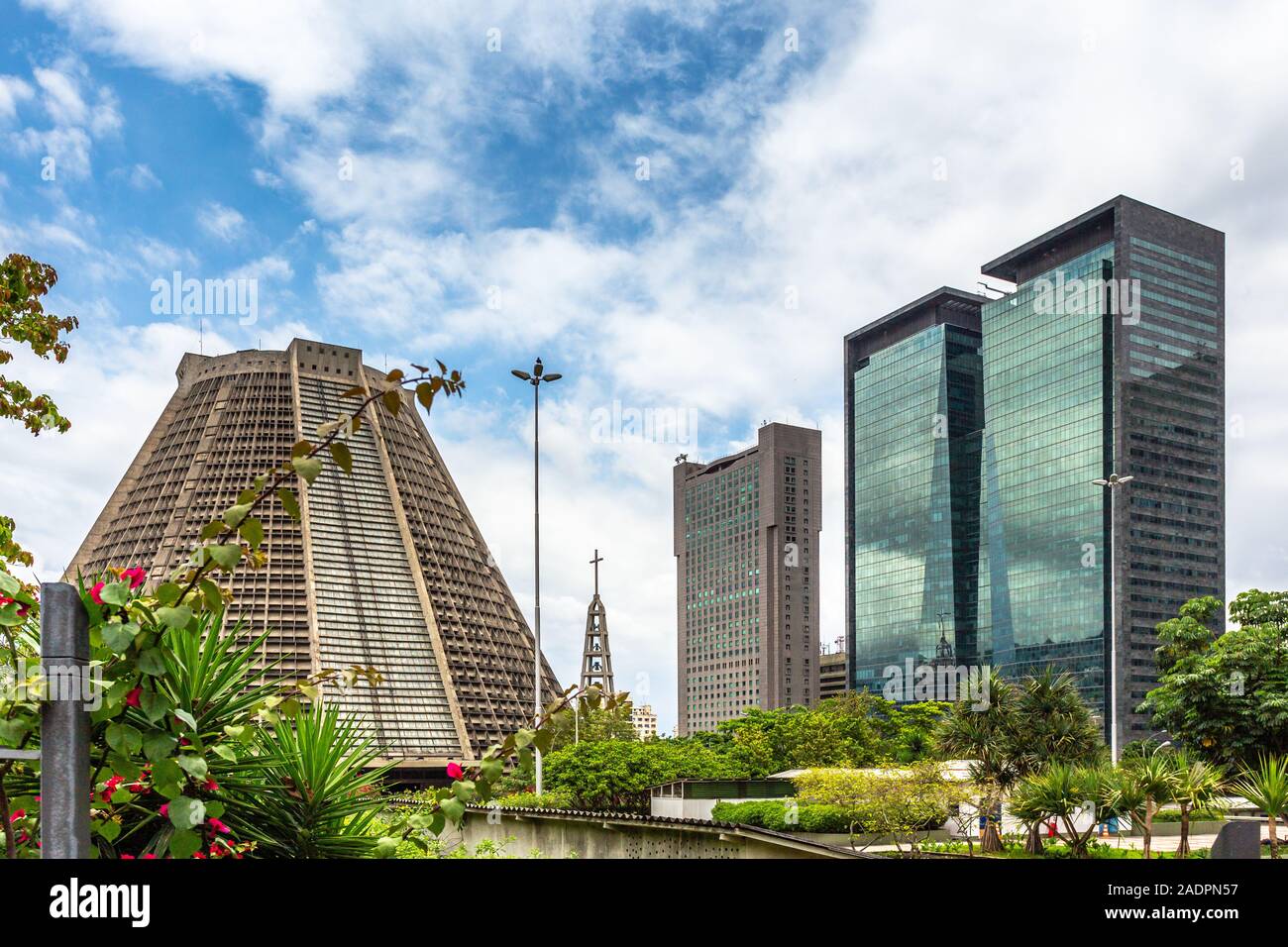 Garden and modern skyscrapers buildings downtown panorama, Rio De ...