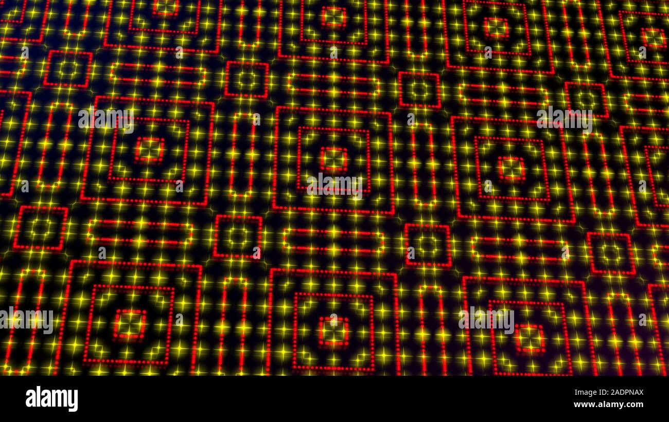 Animated light shinning red and gold dots and stars square shapes ...