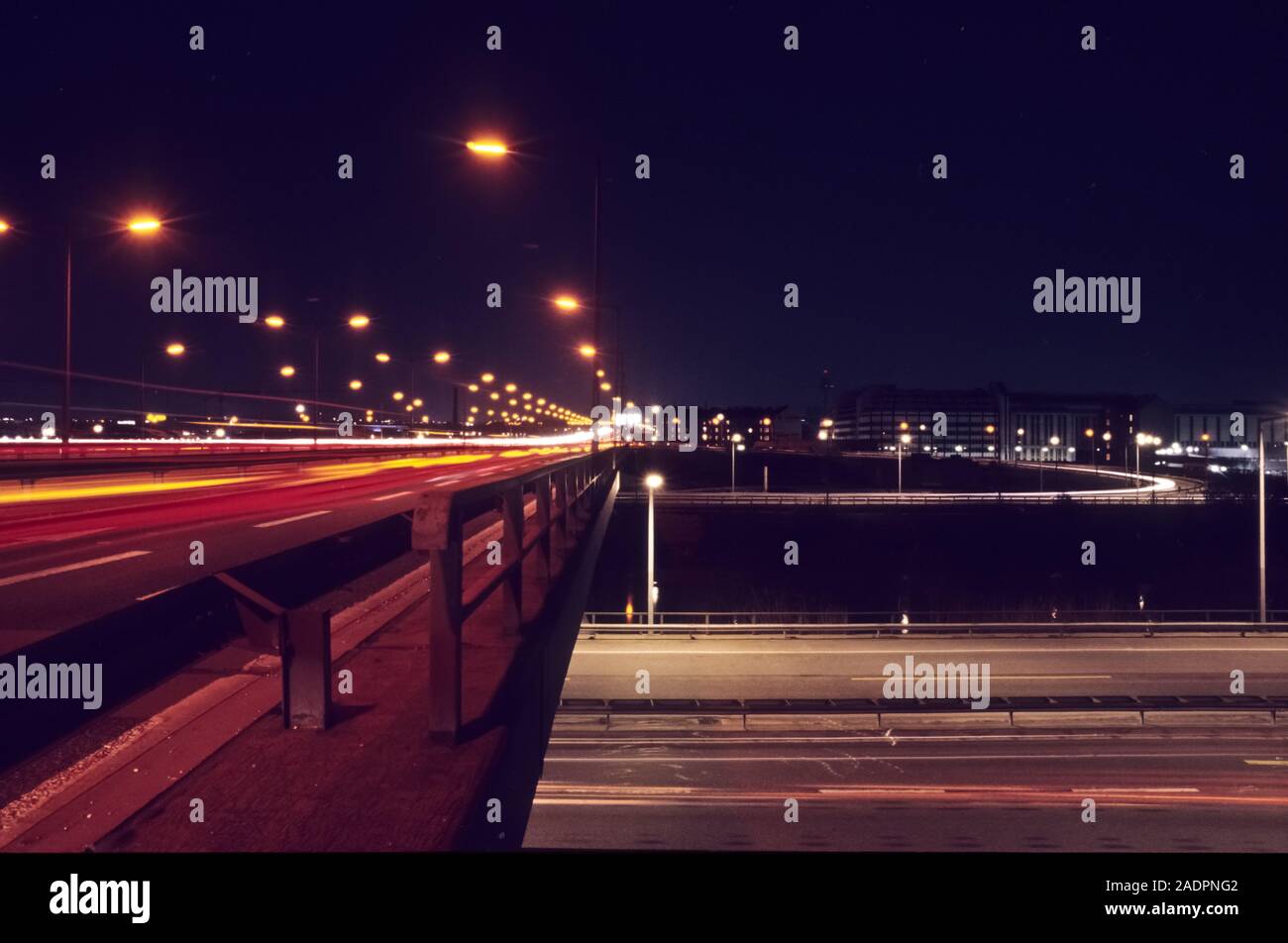 Autoverkehr, Autobahn bei Nacht - Traffic, Highway at Night Stock Photo ...