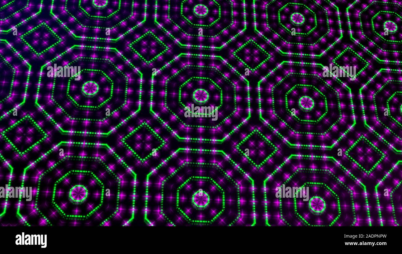 Animated light shinning green and pink dots and stars square shapes ...