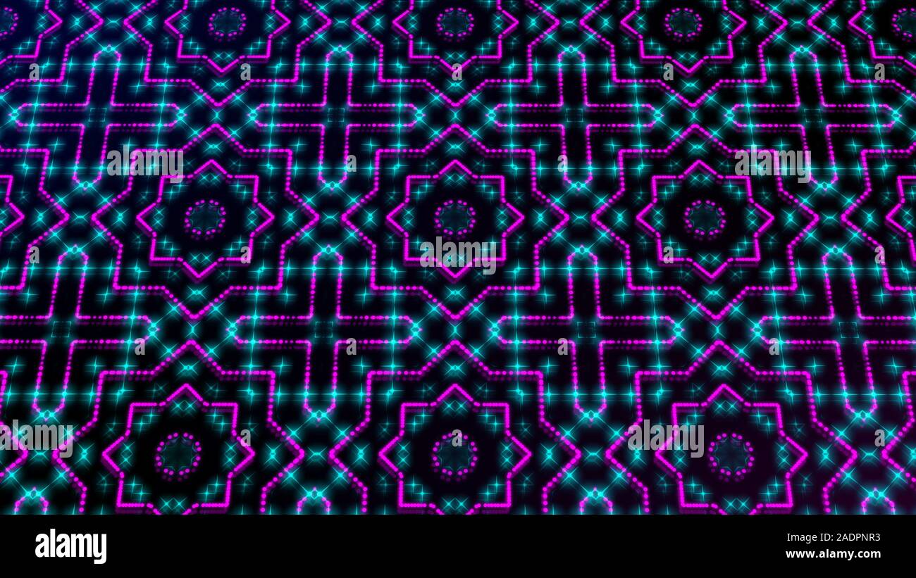 Animated light shinning pink and blue dots and stars square shapes ...