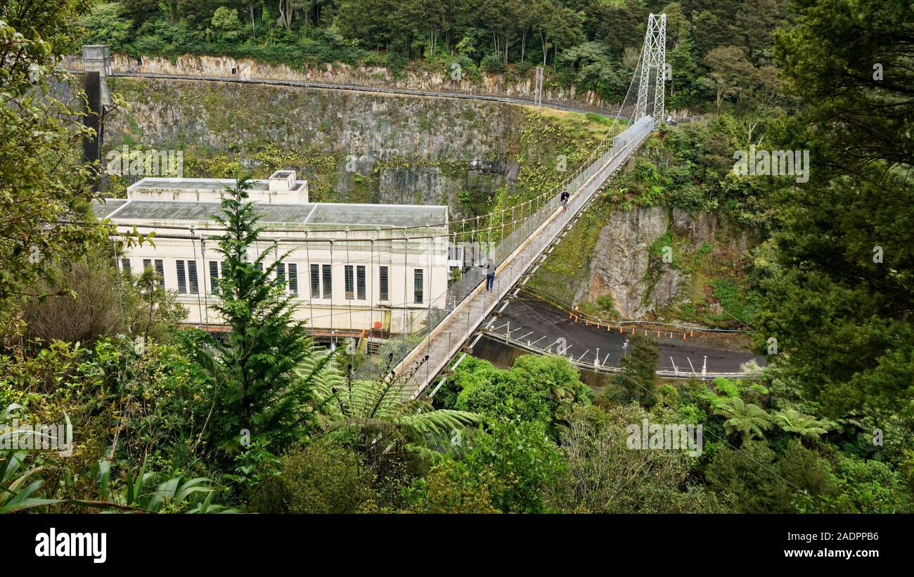 Arapuni hydroelectric power station on the Waikato River, North Island ...