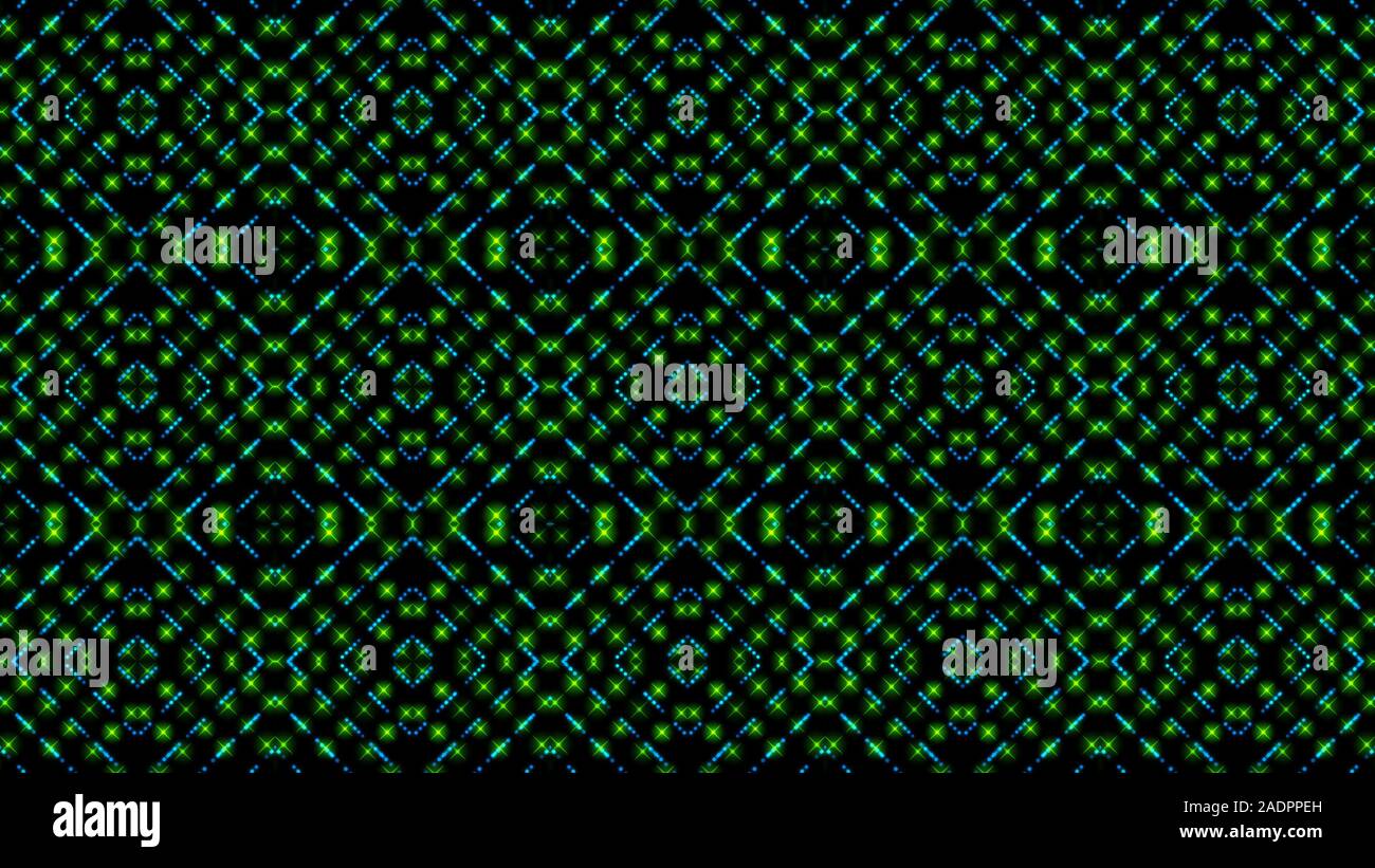 Animated light shinning green and blue dots and stars square shapes ...