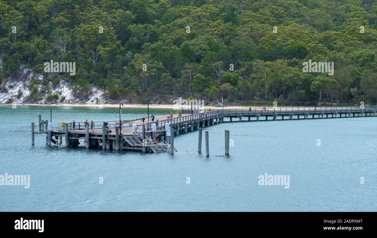 On the Kingfisher Bay barge - Fraser Island Stock Photo - Alamy