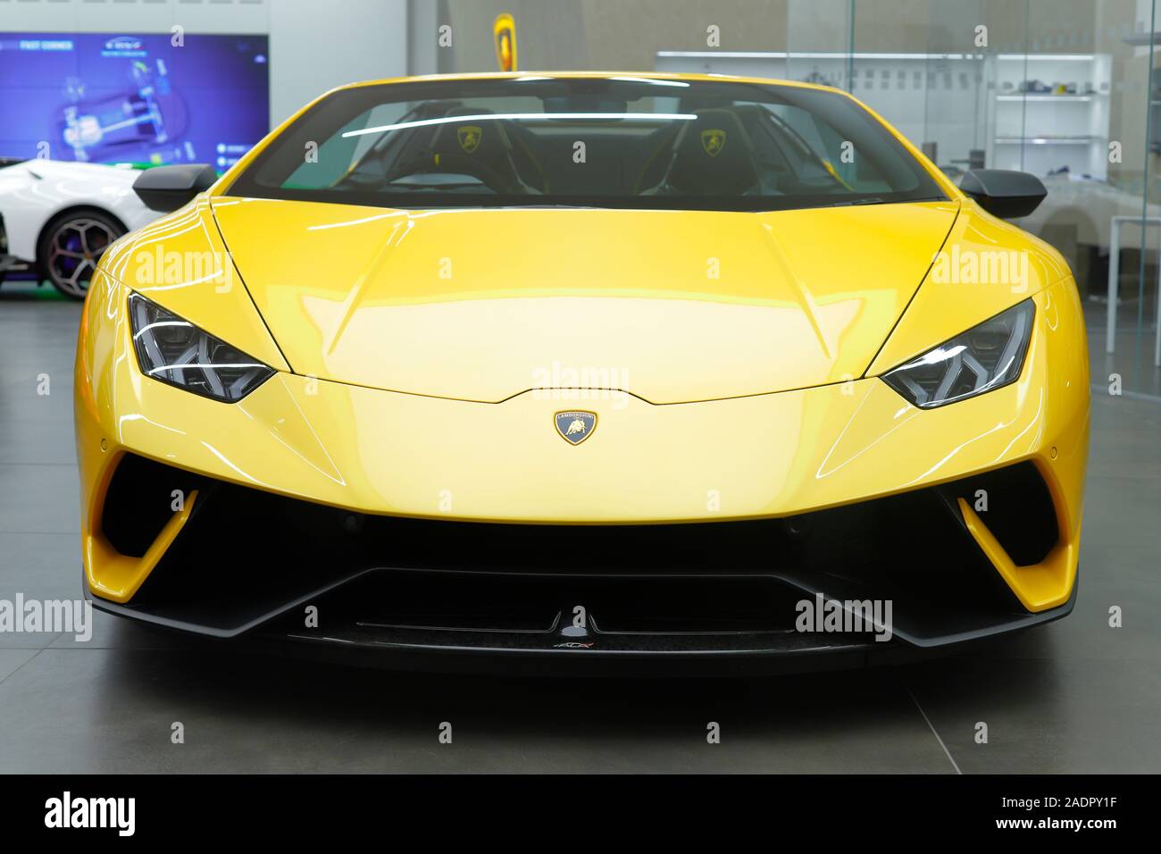 Brand new Lamborghini's at the new Lamborghini dealership in Leeds ...