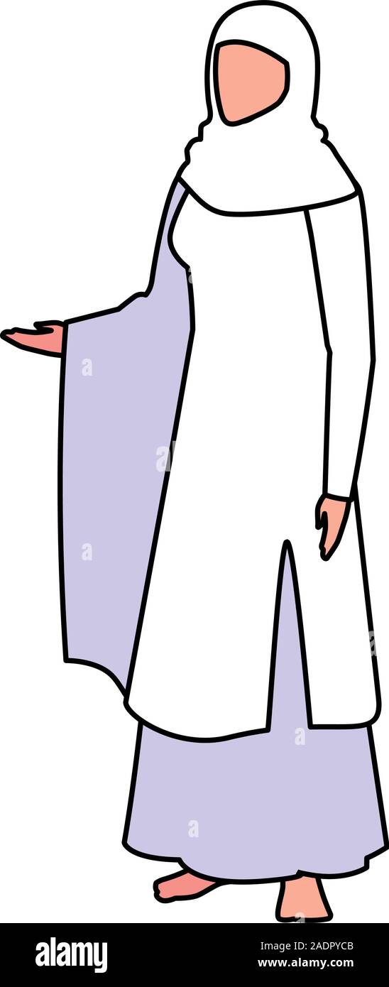woman pilgrim hajj standing on white background vector illustration ...