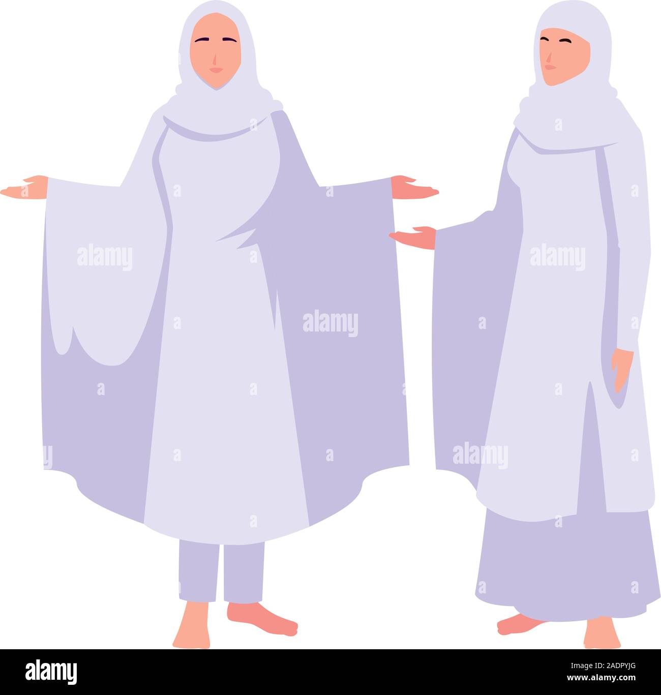 women pilgrim hajj standing on white background vector illustration ...