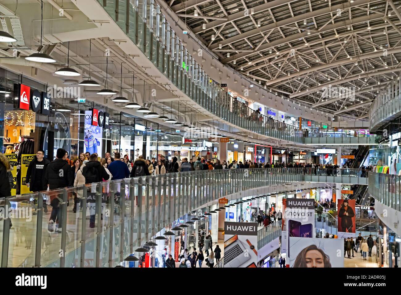 Moscow, Russia 11.29.2019. New large shopping center Aviapark . Many ...