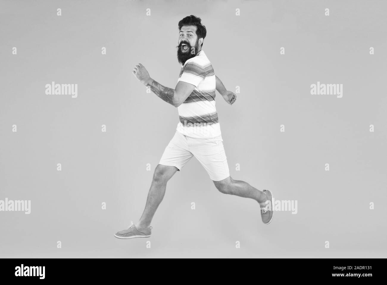 Man beard in striped Black and White Stock Photos & Images - Alamy