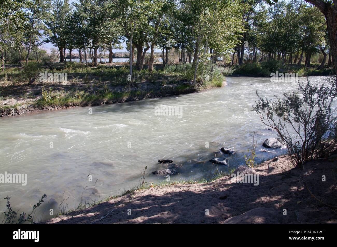 Landscapes of Mongolia, Hovd river Stock Photo - Alamy