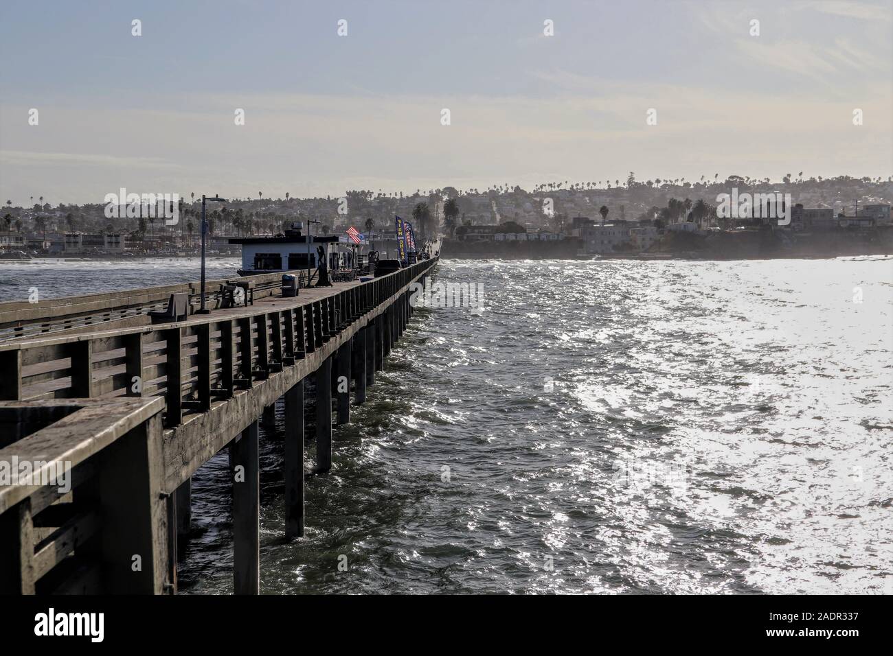 High Tide at Ocean Beach Pier Stock Photo - Alamy