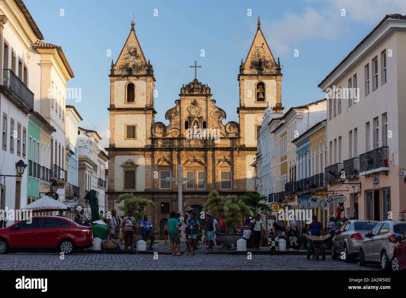 Beautiful view to colonial church and buildings in the historic city ...