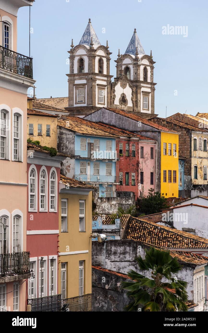 Beautiful view to colonial church and buildings in the historic city ...