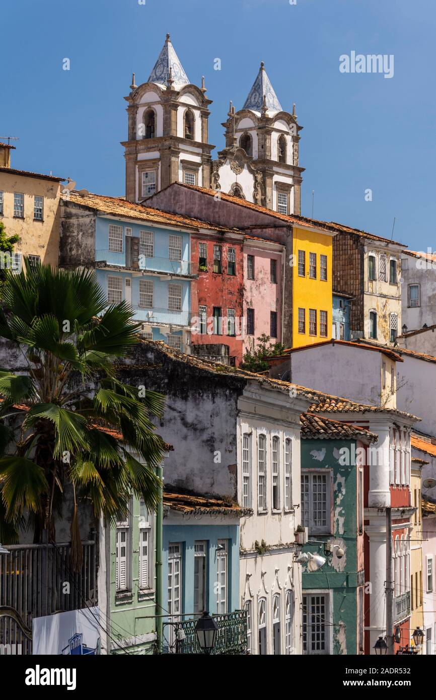 Beautiful view to colonial church and buildings in the historic city ...