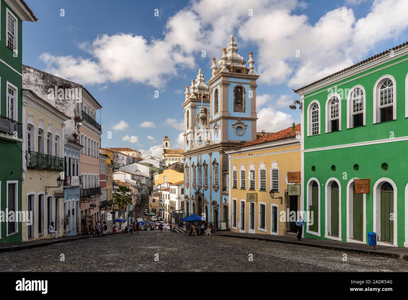 Beautiful view to colonial church and buildings in the historic city ...