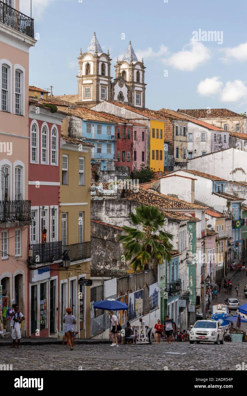 Beautiful view to colonial church and buildings in the historic city ...