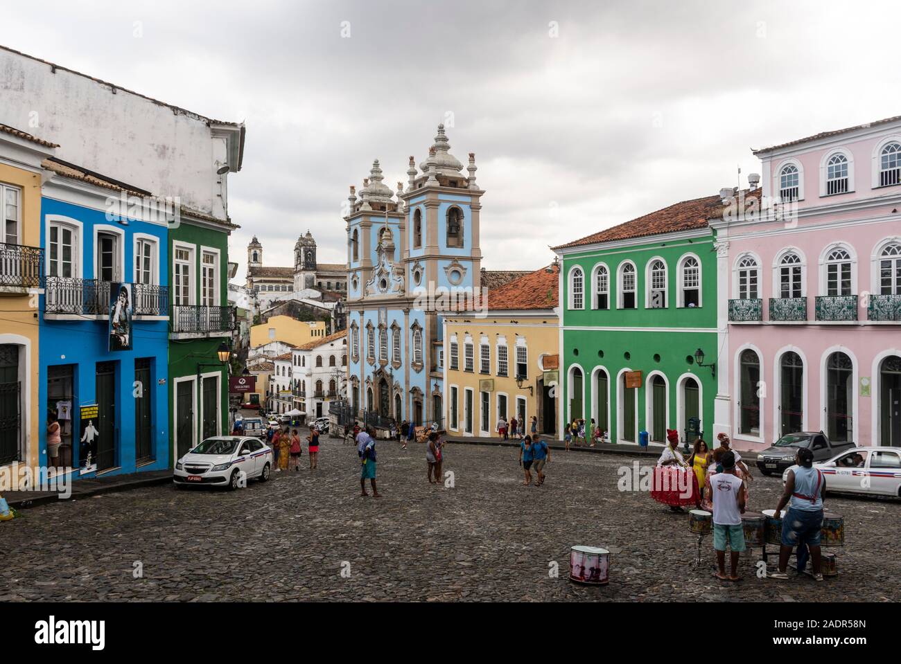 Beautiful view to colonial church and buildings in the historic city ...