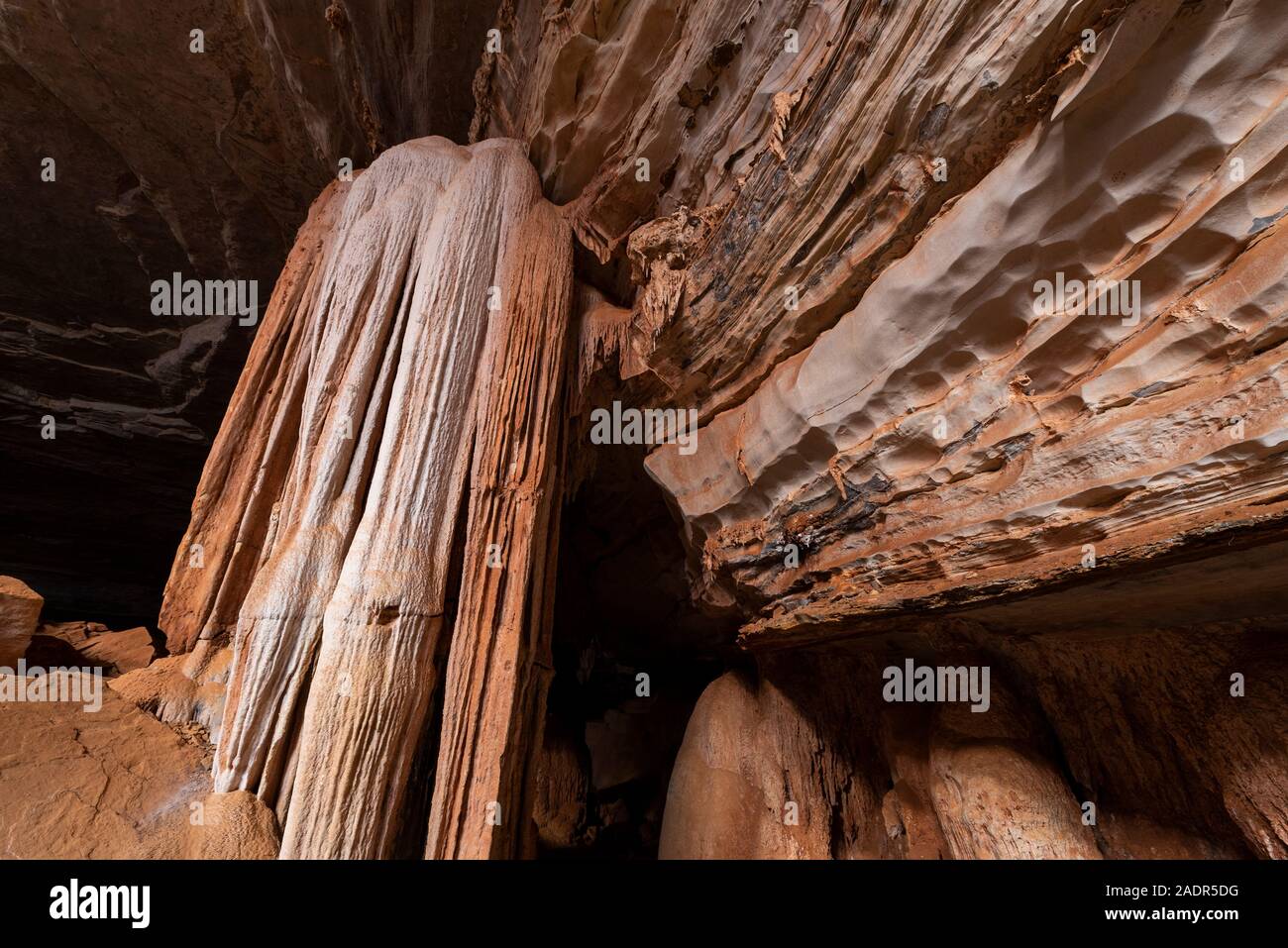 Interior of big cave with stalactites and stalagmites, Chapada ...