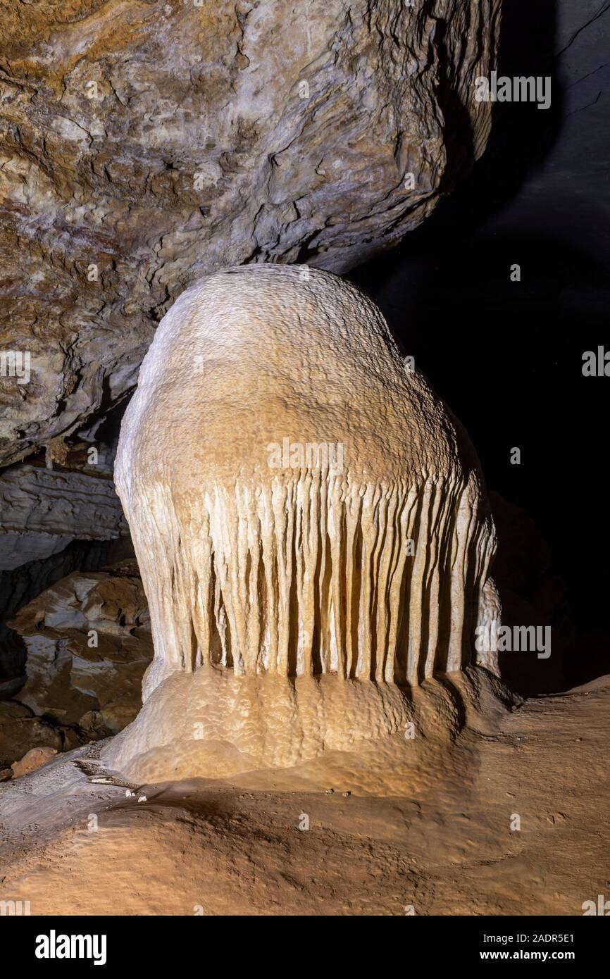 Interior of big cave with stalactites and stalagmites, Chapada ...