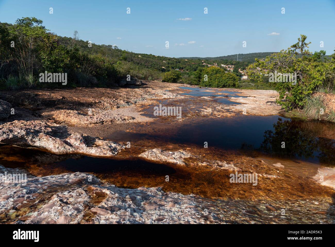 Beautiful natural waterfall on rocky landscape, Chapada Diamantina ...