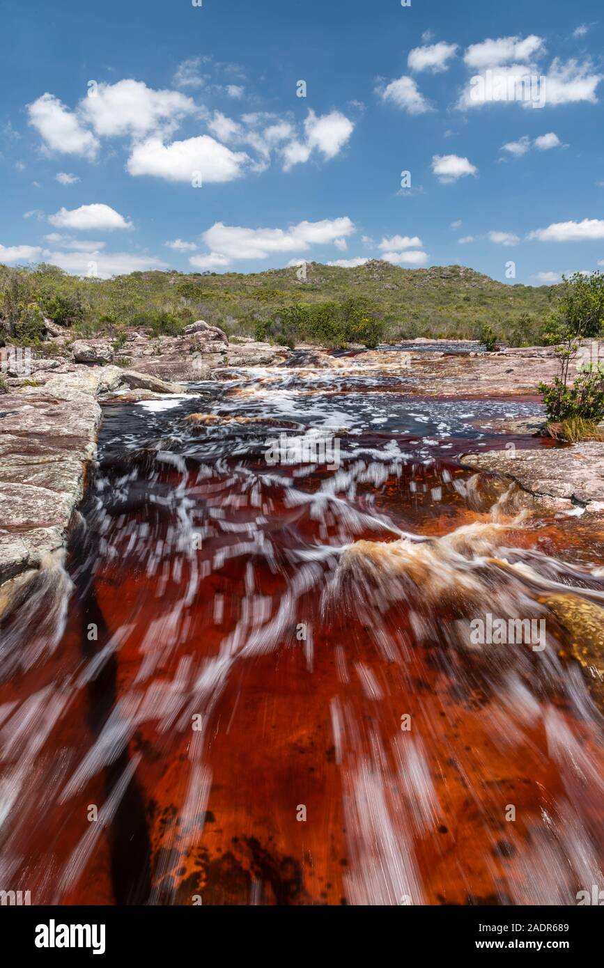 Beautiful natural waterfall on rocky landscape, Chapada Diamantina ...