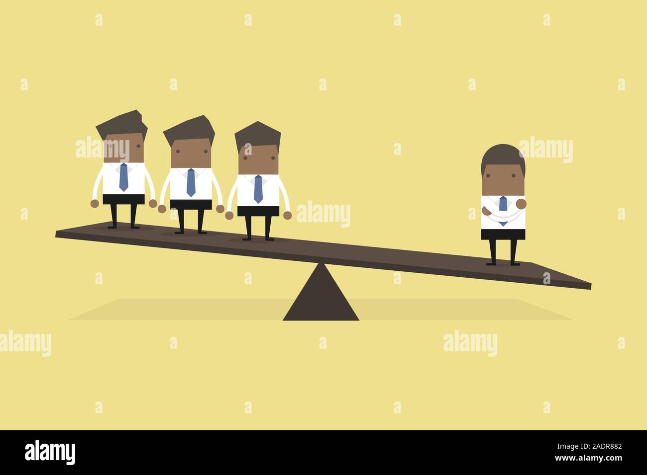 One African businessman on one side of weighing scale is heavier than ...