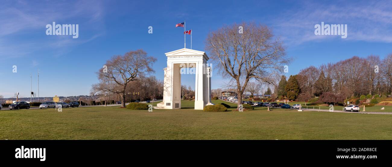 Blaine, Washington - Nov 27, 2019 : The peace arch border. Peace arch ...
