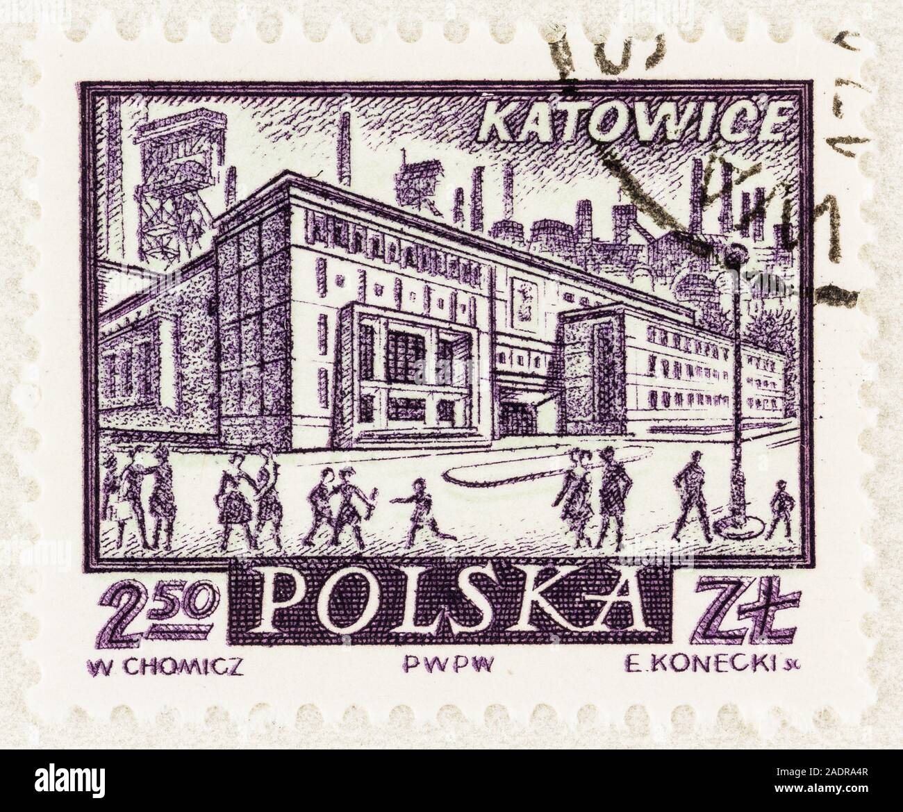 SEATTLE WASHINGTON - October 9, 2019: Stamp of Katowice Poland ...