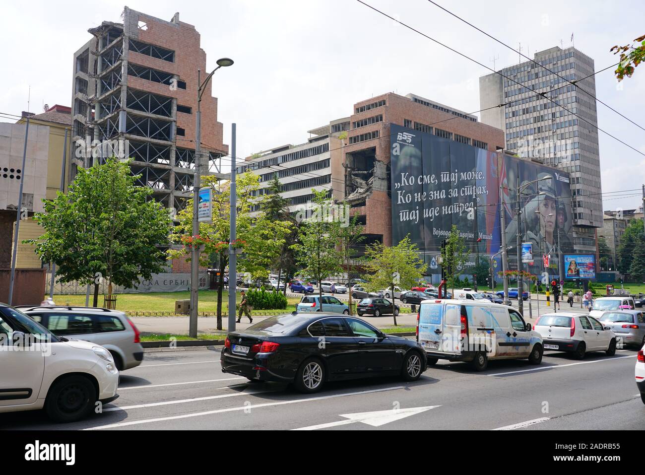 BELGRADE, SERBIA -17 JUN 2019- View of the landmark Yugoslav Ministry ...