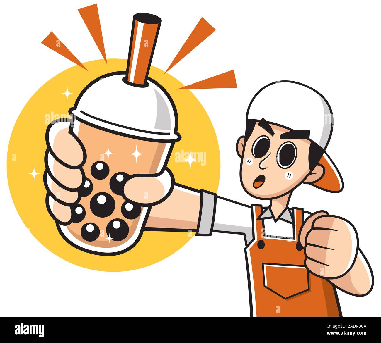 Vector illustration of Cartoon Male presenting Bubble tea Stock Vector ...