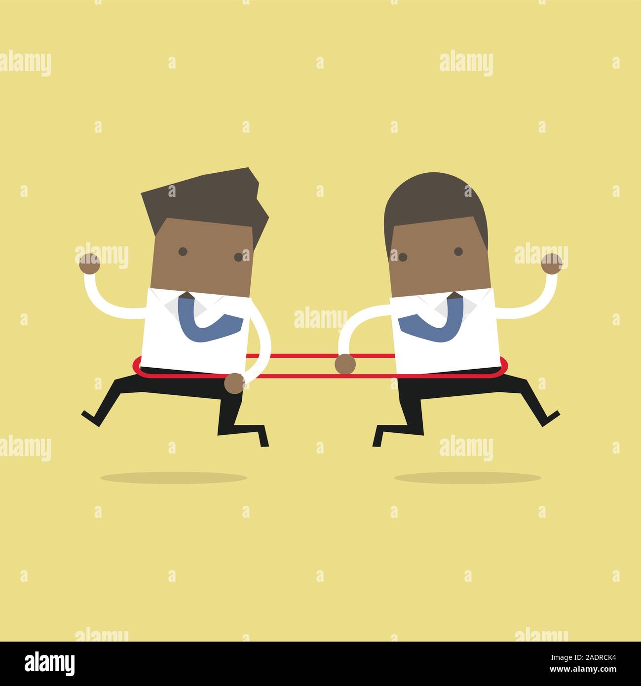 African businessman are running to the opposite direction from each ...