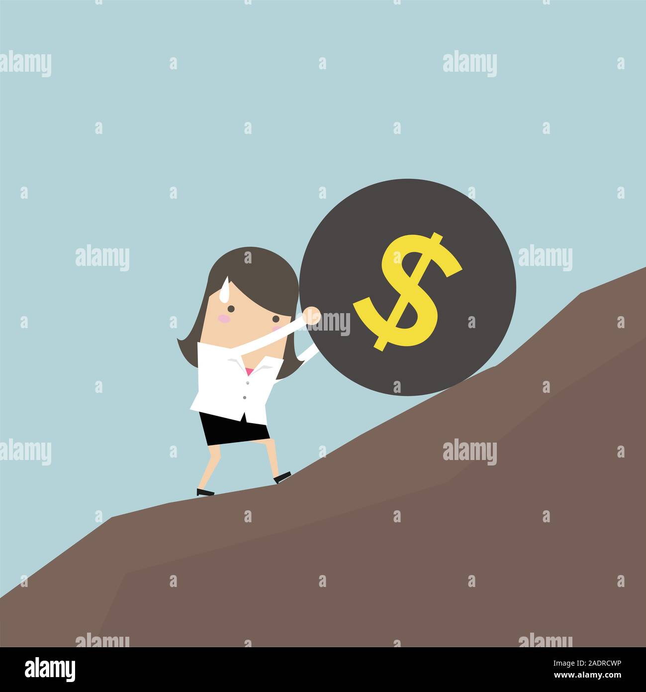 Woman pushing ball up hill hi-res stock photography and images - Alamy