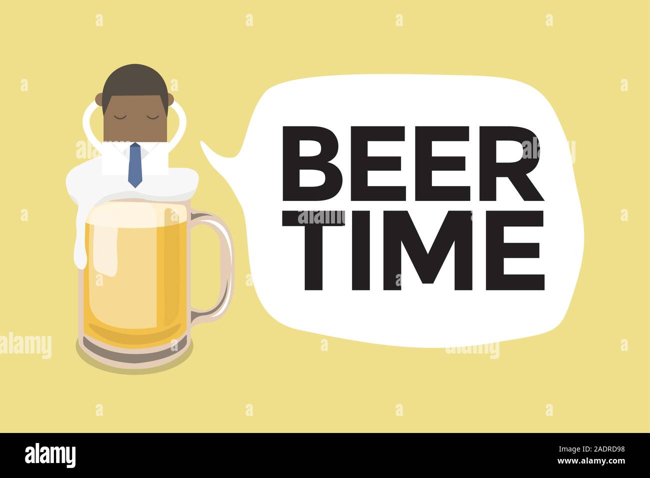 African businessman in a beer mug with beer time message Stock Vector ...