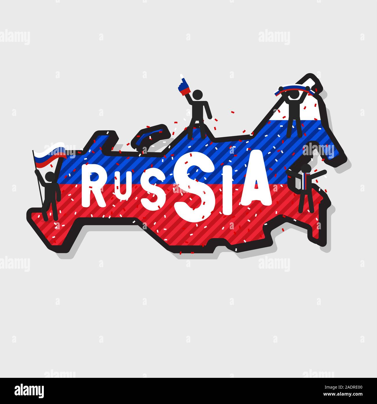 Russia map and soccer or football fans cheering on the map Stock Vector ...